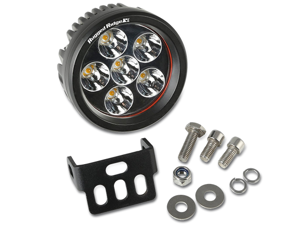 RUGGED RIDGE Round LED Driving Lights, 18W, 30,000 hours, 1040 Lumens ...