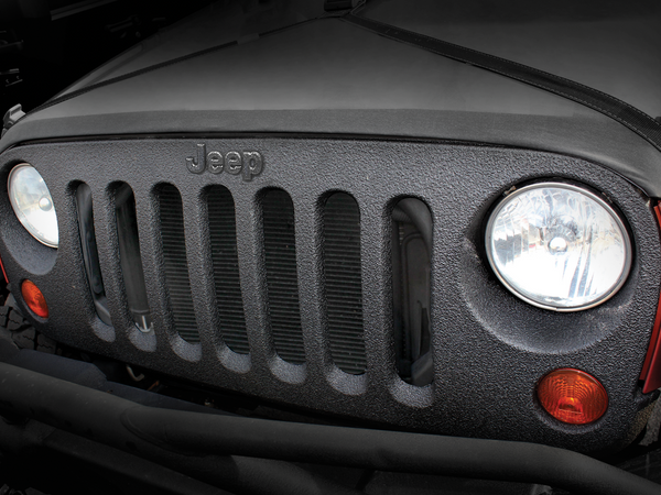 LINE-X Factory Front Grille in Textured Black for 07-18 Jeep Wrangler ...